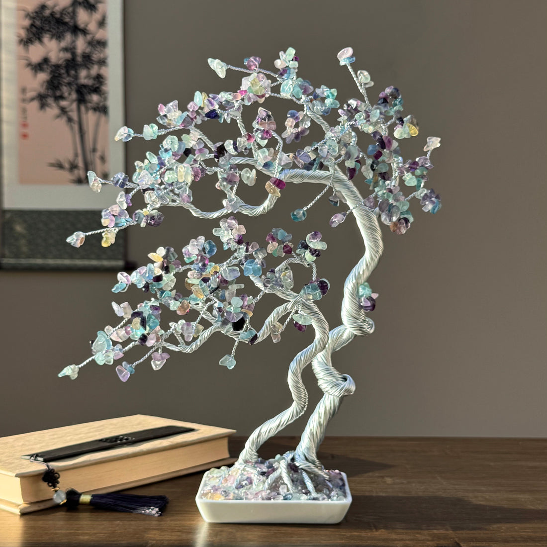 Large Fluorite Bonsai Crystal Family tree – thecrystaltrees.com