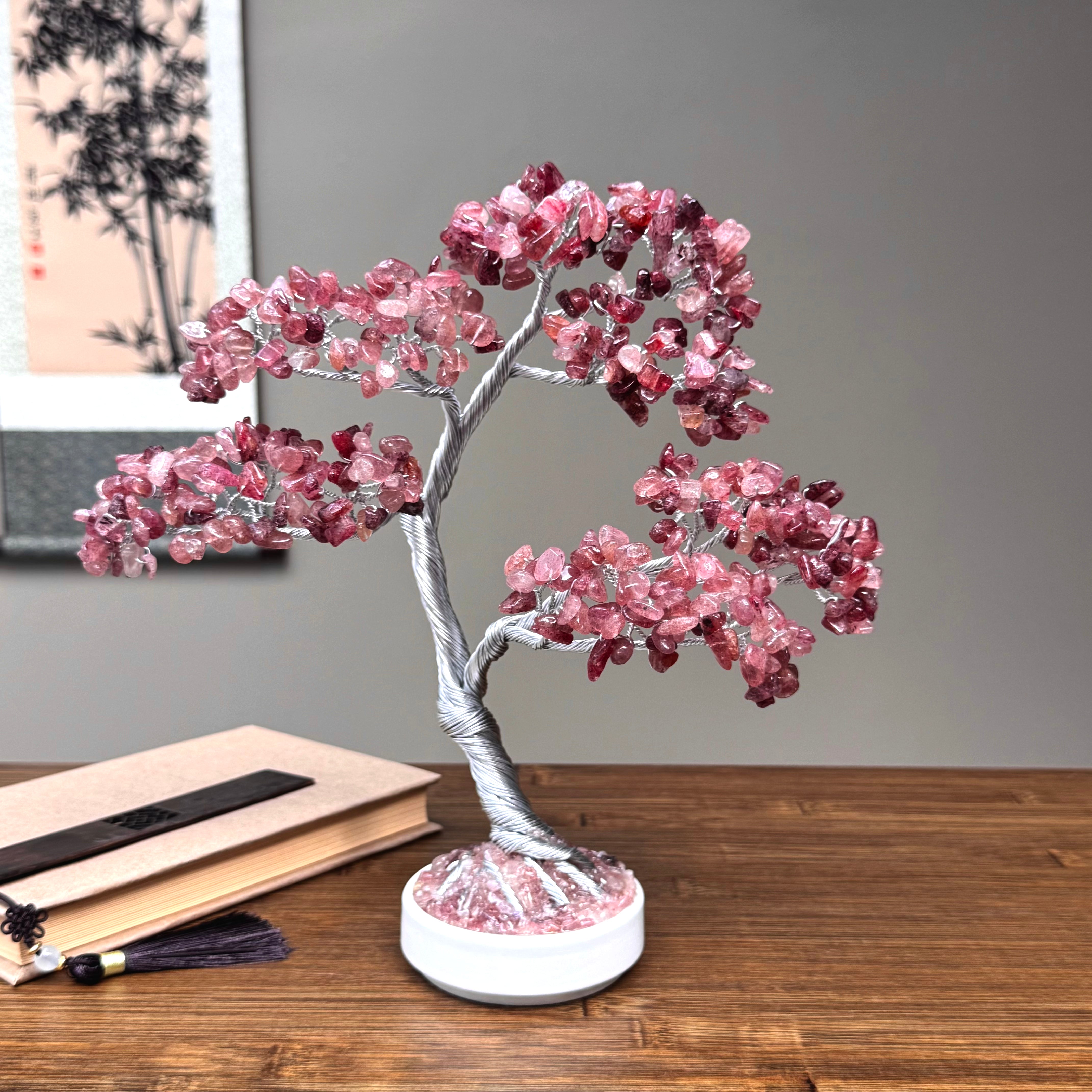 Strawberry Quartz Bonsai Crystal Tree – thecrystaltrees.com