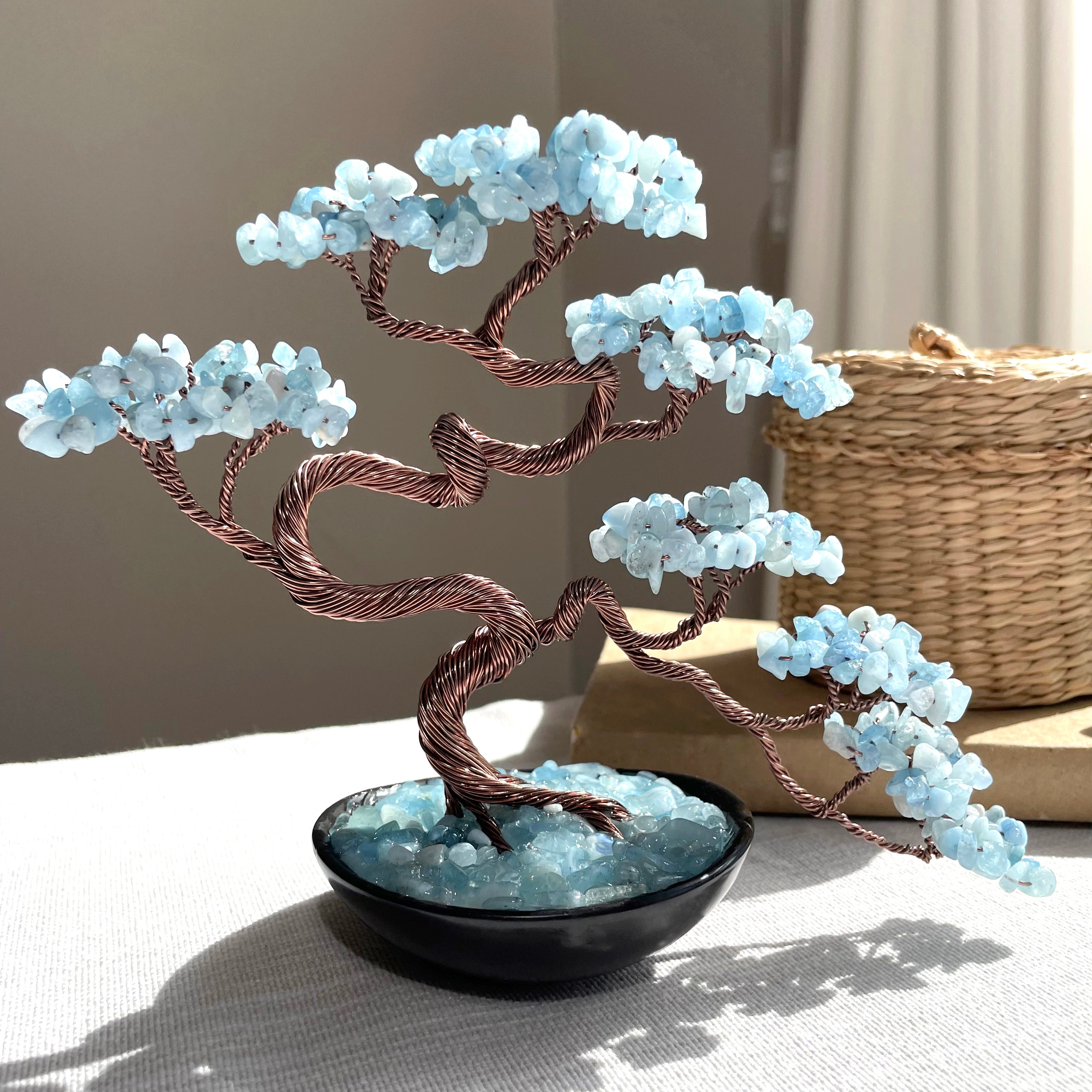 Aquamarine Bonsai Crystal Tree – thecrystaltrees.com